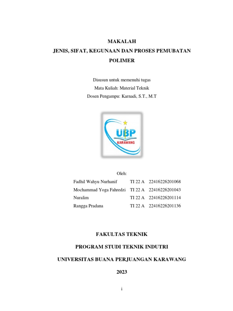 Jenis dan Proses Pembuatan Polimer | PDF | Teknologi & Rekayasa