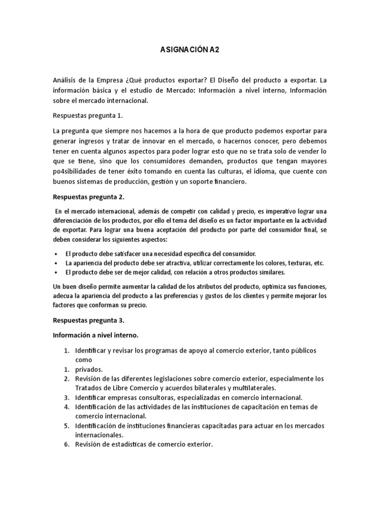 A2 Comercio Internacional | PDF | Producto (Negocio) | Calidad (comercial)