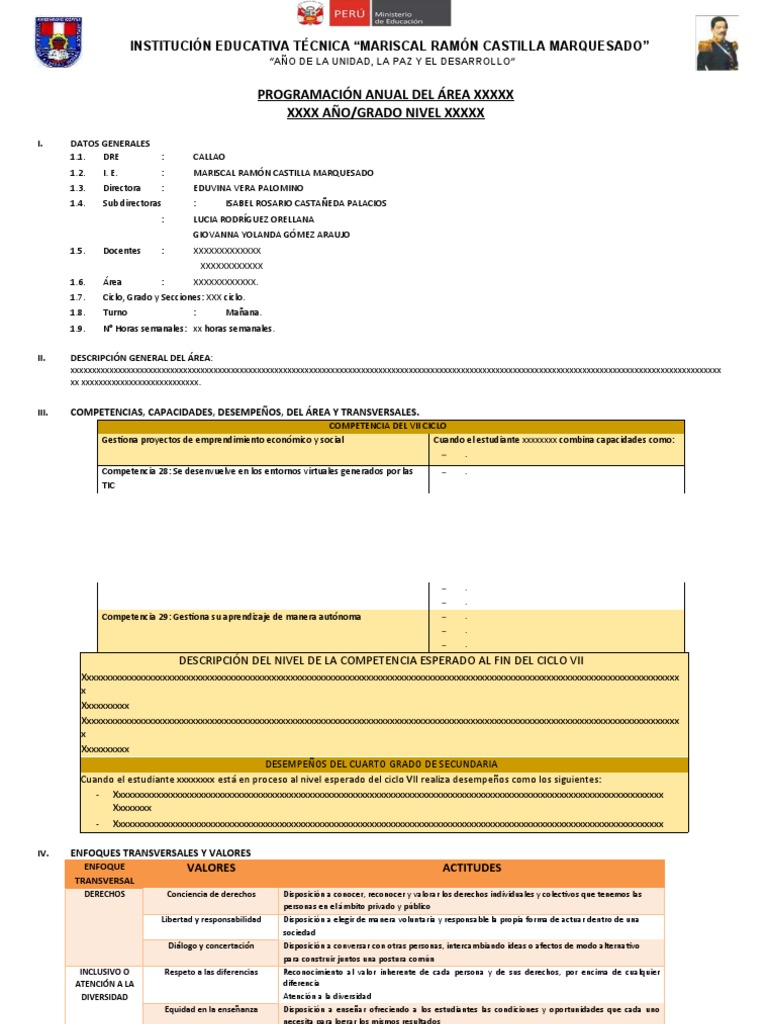 Programacion Anual Area... - Formato - RC | PDF | Desigualdad social | Discriminación y ...