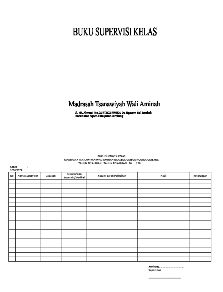 Buku Supervisi Kelas | PDF