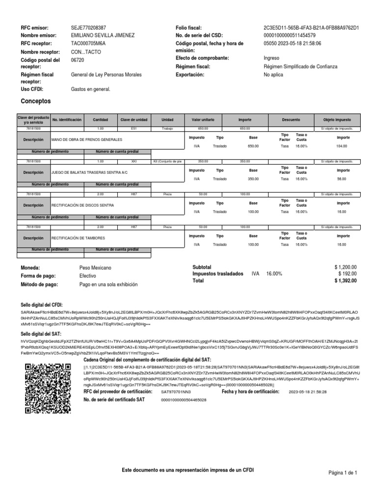 Conceptos: Sello Digital Del CFDI | PDF | Impuestos | Economias