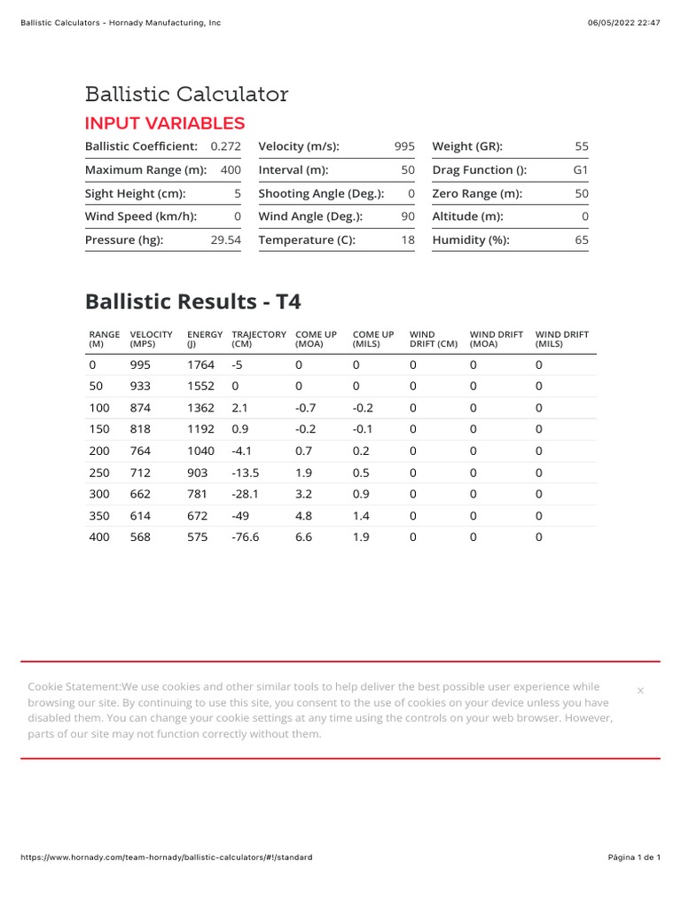 Hornady Ballistic Calculator Overview | PDF | Computers