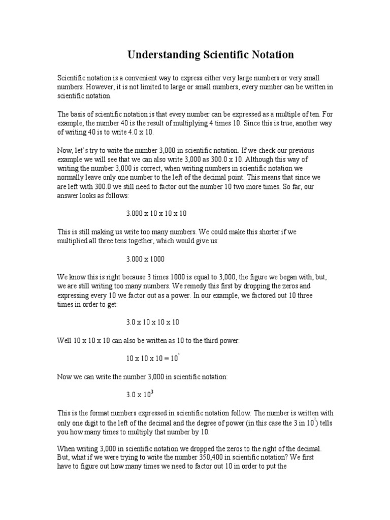Understanding Scientific Notation | PDF | Numbers | Multiplication