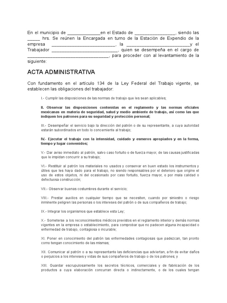 Machote Acta Administrativa | PDF