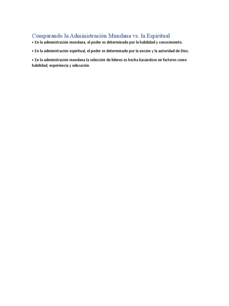 Comparando La Administración Mundana Vs | PDF | Negocios