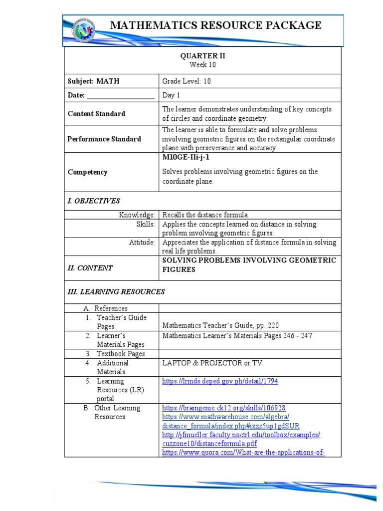 G10 DLP Q2 Week 10 Day 1 | PDF | Cartesian Coordinate System ...
