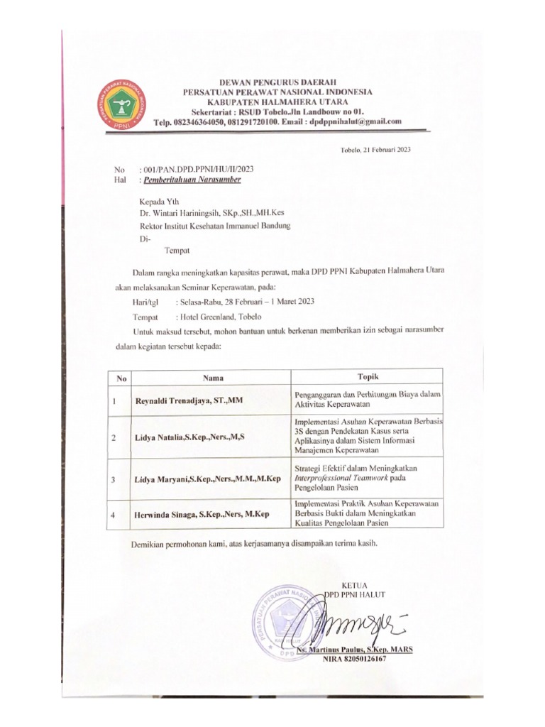 Surat Permohonan Narsum | PDF