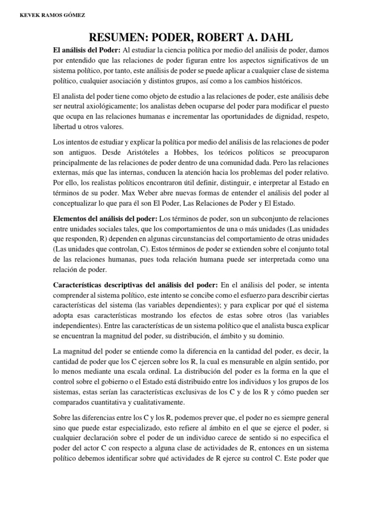 Dahl Robert-Poder, Resumen de Kevek | PDF | Motivación | Motivacional