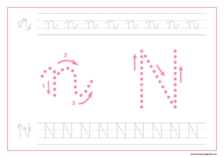 Ficha Caligrafia Imprimir Letra N | PDF