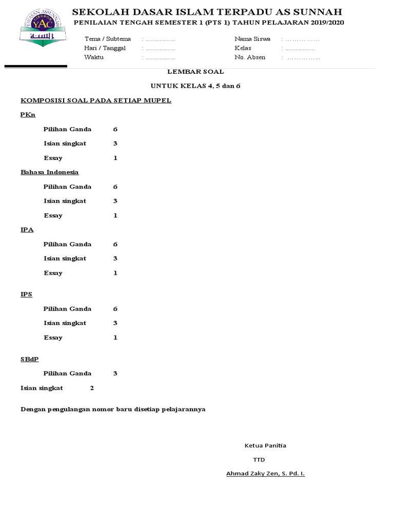 Pedoman Penulisan Soal Pat | PDF