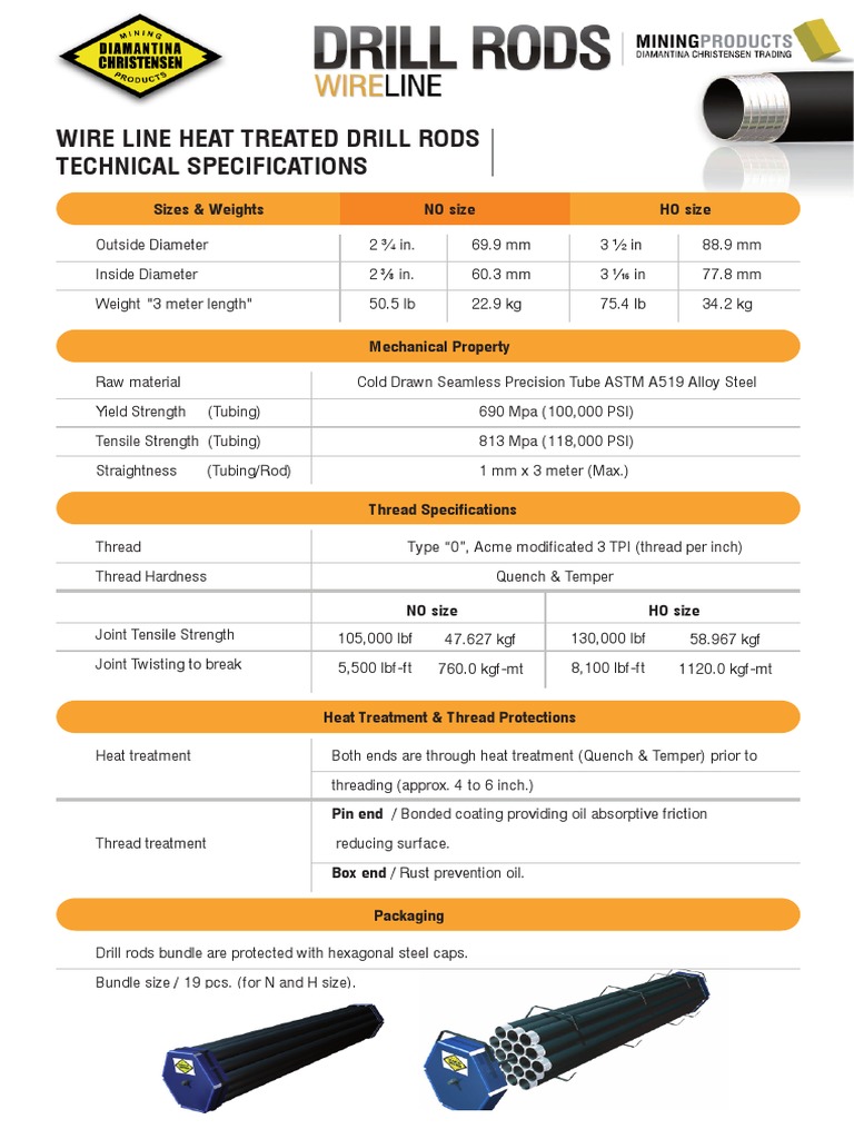 Heat Treated Drill Rod Specifications | PDF