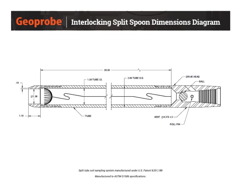 Geoprobe® Interlocking Split Spoon Dimensions Diagram 3-21-18 | PDF