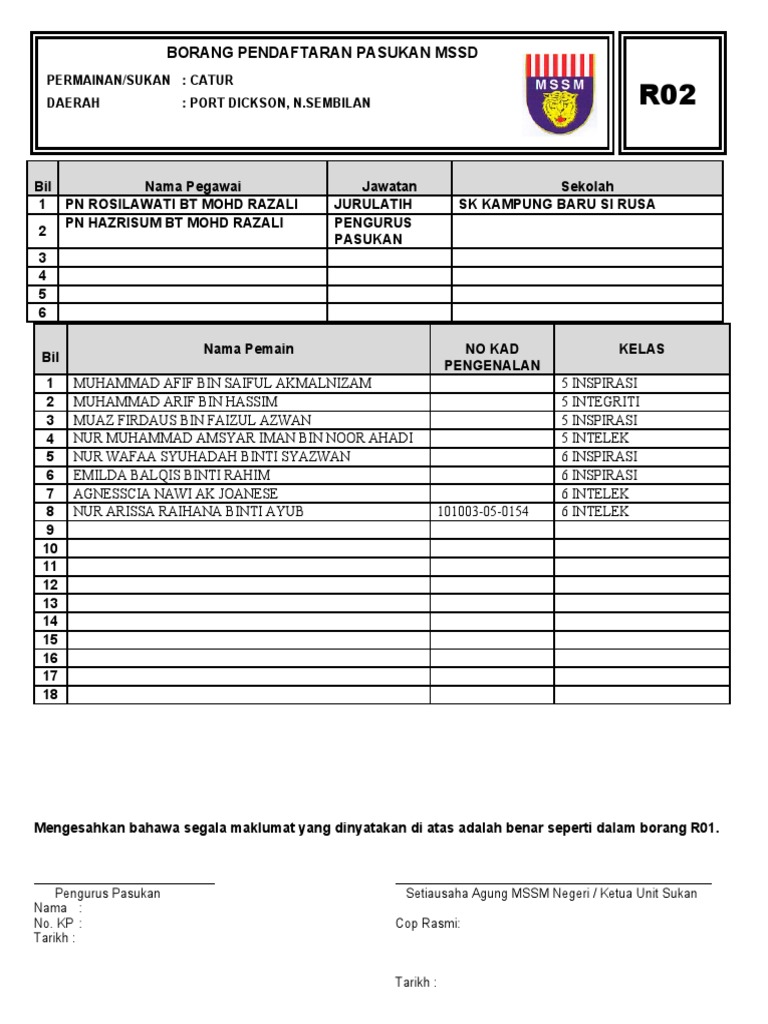 Borang Pendaftaran R02 Terkini | PDF