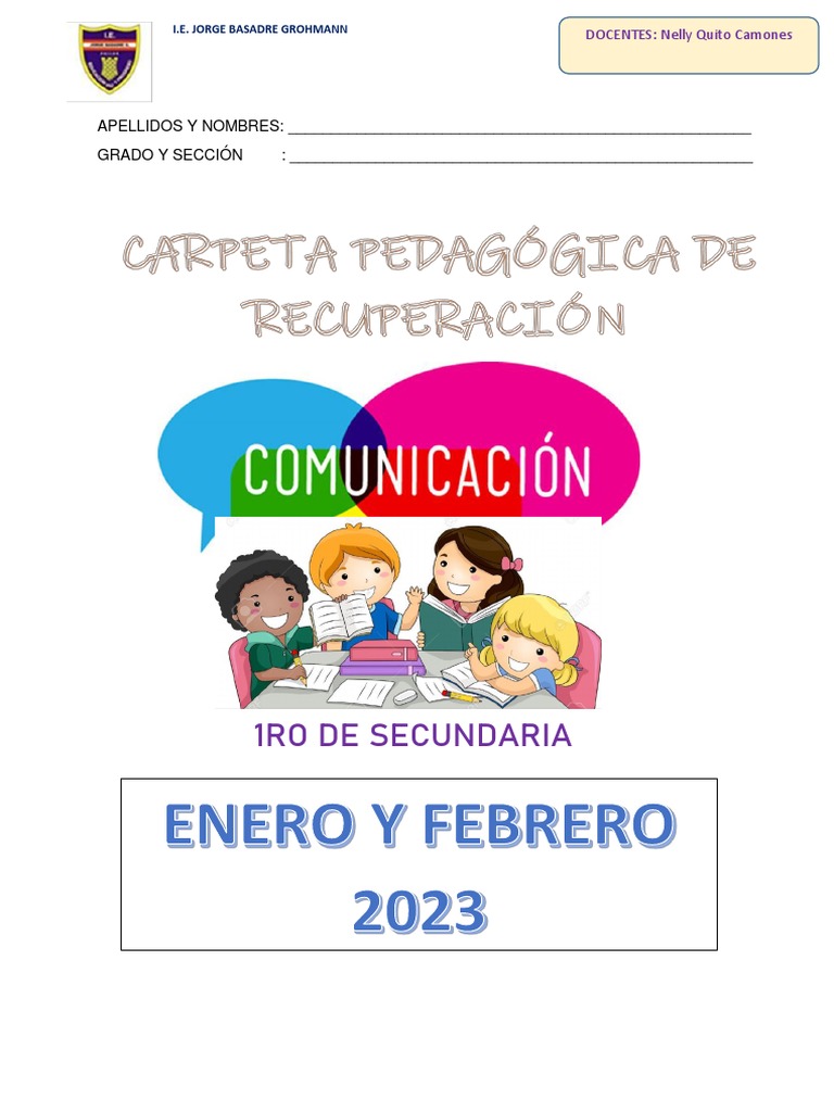 1ro Comunicación Carpeta de Recuperación 2023 | PDF 1ro Comunicación Carpeta de Recuperación 2023 | PDF
