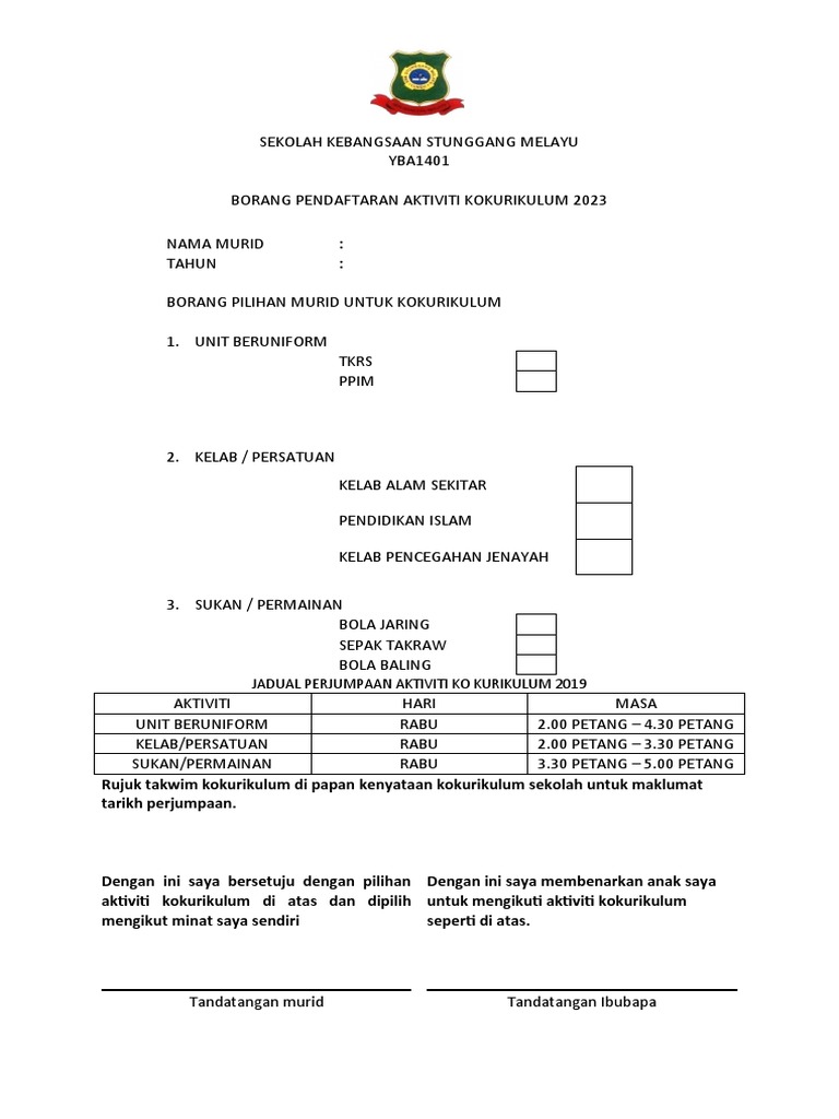 Borang Pendaftaran KK 2023 | PDF