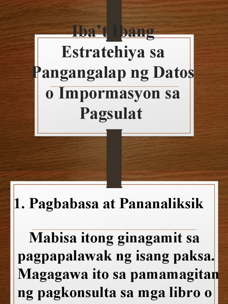 Ibat Ibang Estratehiya NG Pangangalap NG Mga Datos o Impormasyon Sa ...