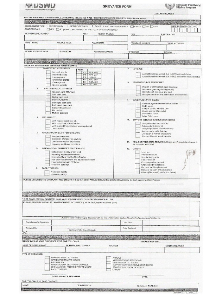 4Ps Grievance Form | PDF