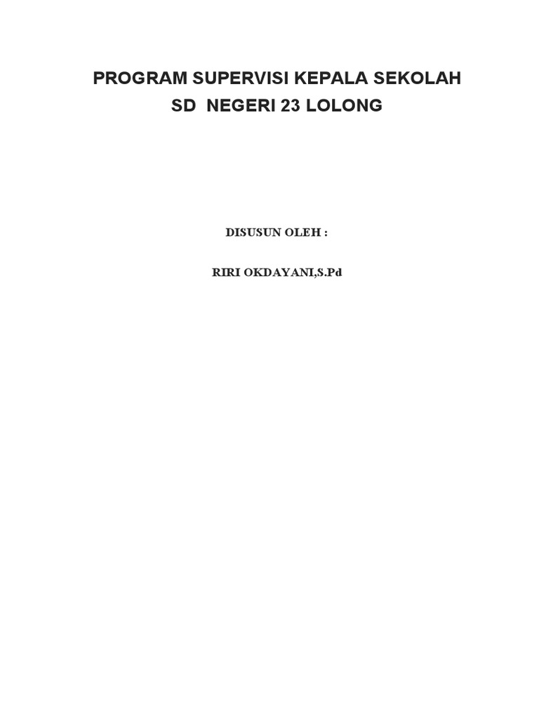 Program Supervisi Kepala Sekolah 2023 | PDF