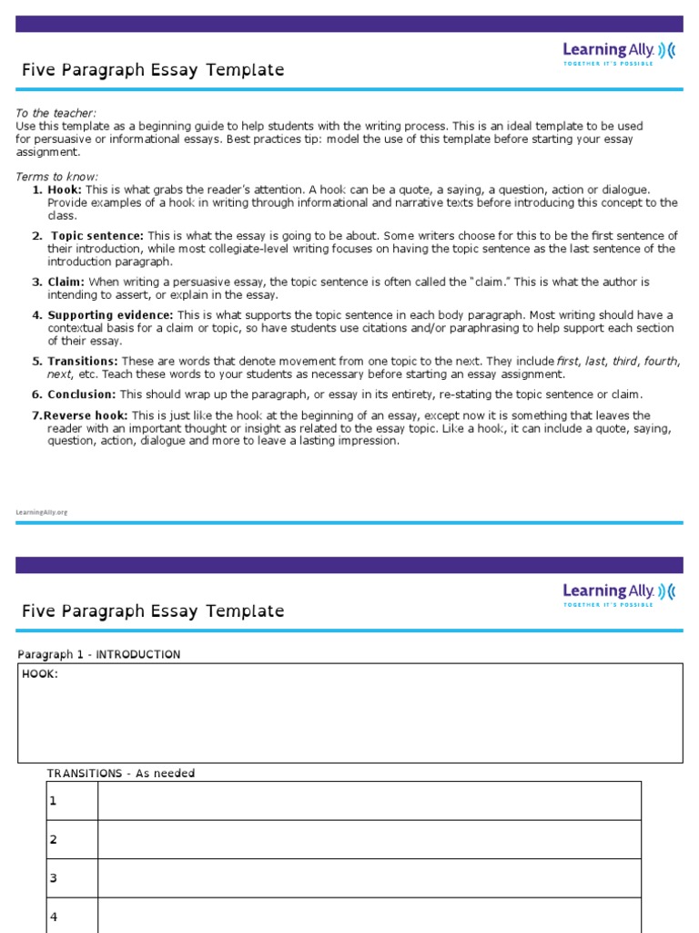 Five Paragraph Essay Writing Guide | PDF | Essays | Paragraph