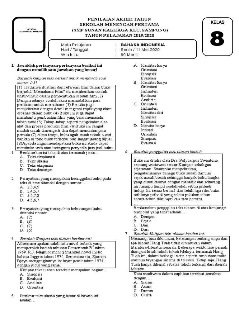 3 Soal Pat Bin K-8 | PDF