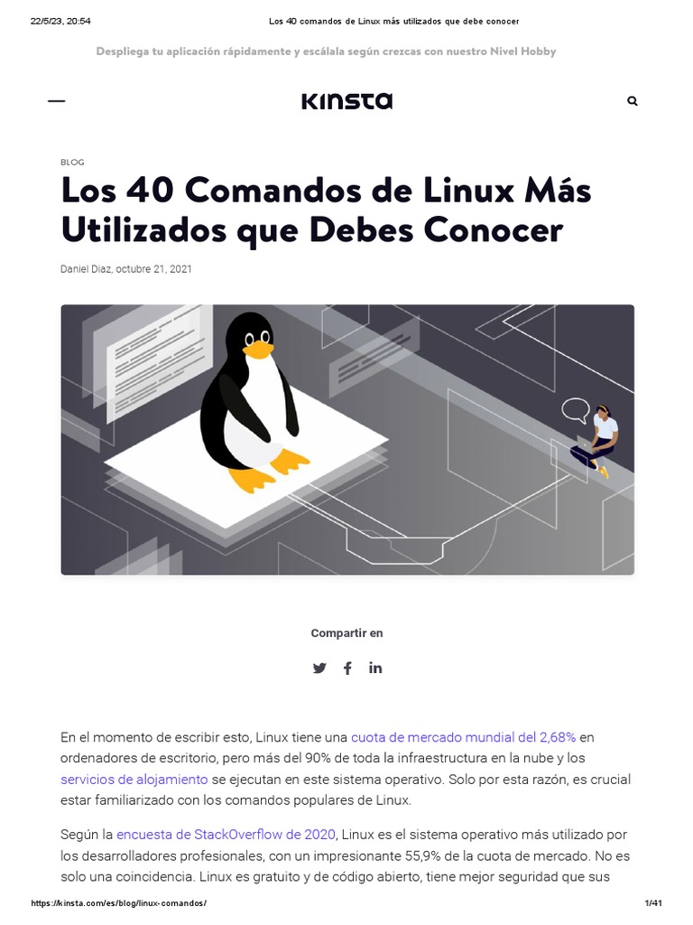 40 Comandos de Linux | PDF | Distribución de Linux | Archivo de computadora