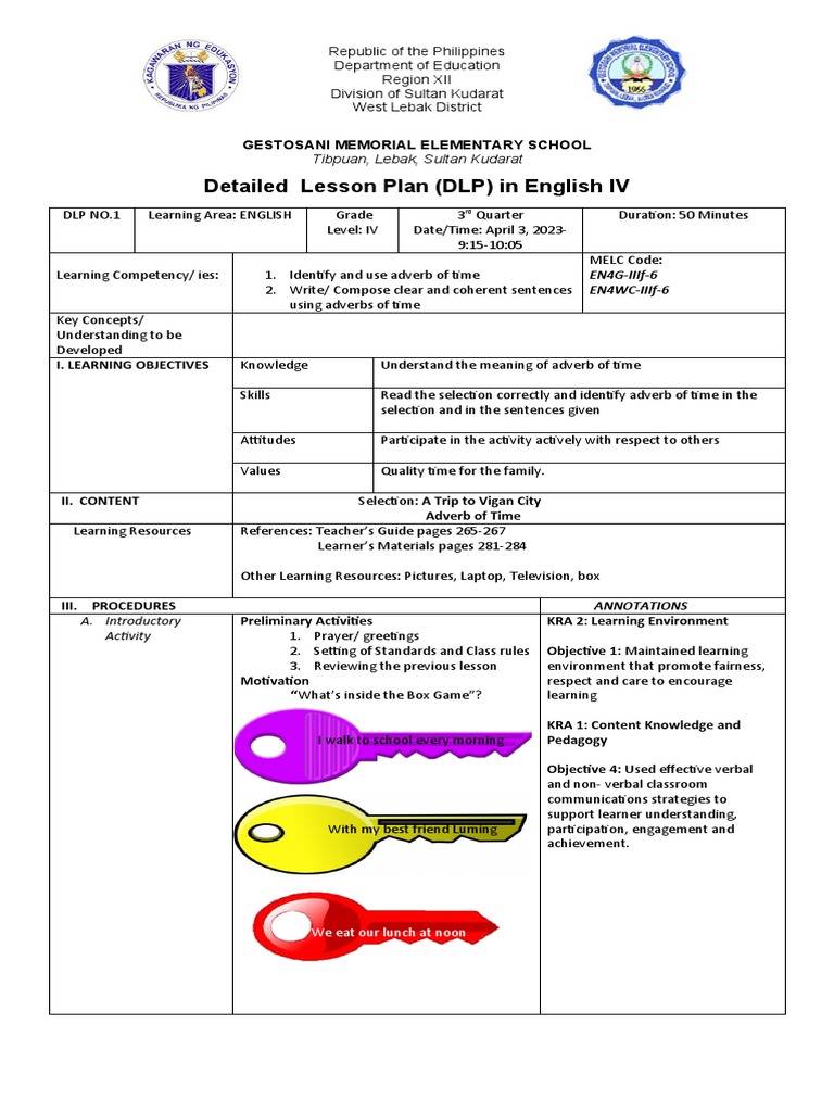 Sample Cot Lesson Plan: English IV | PDF | Learning | Lesson Plan