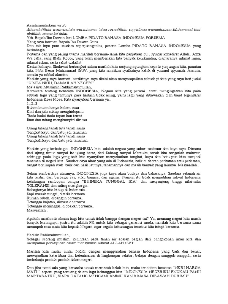 Lomba Pidato BHS Indo | PDF