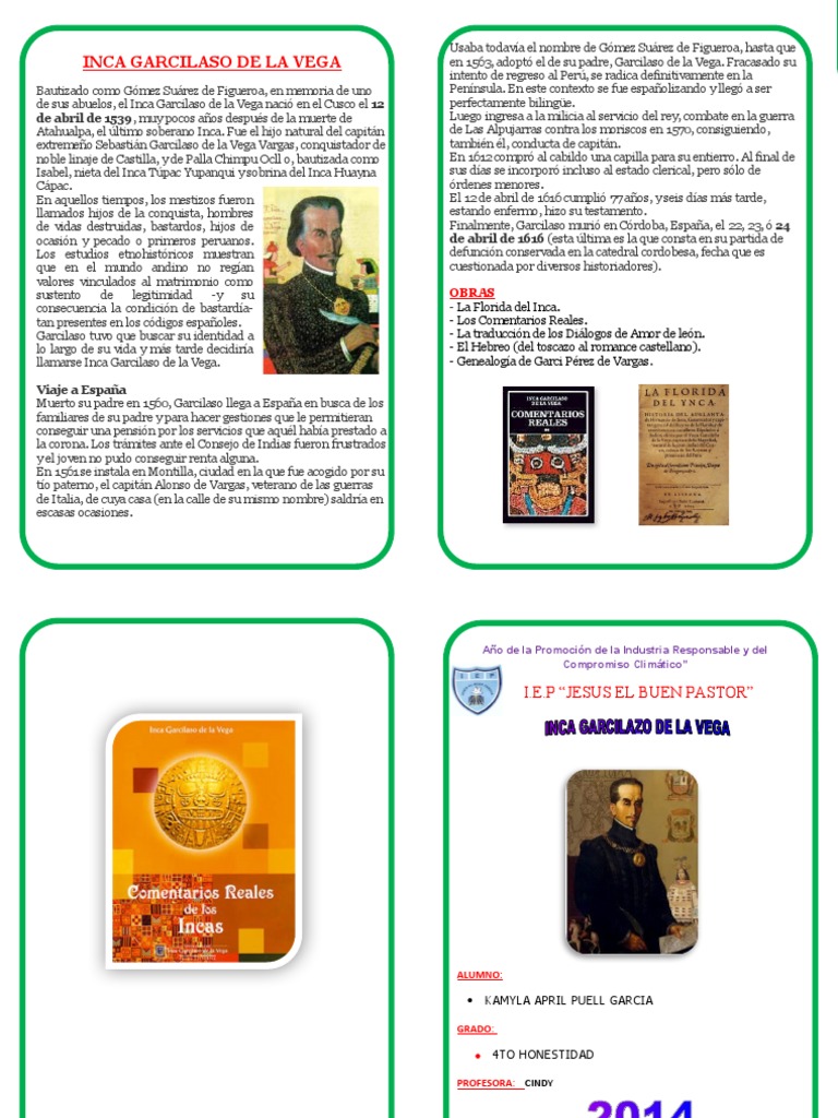Inca Garcilaso de La Vega Diptico | PDF | Perú