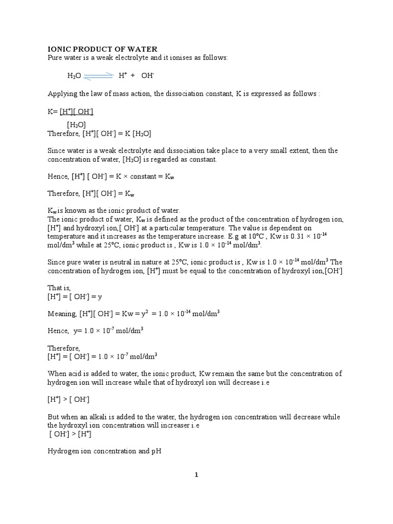 100L Lecture 3 Ionic Product of Water | PDF | Ph | Acid Dissociation Constant