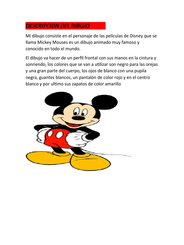 Descripcion Del Dibujo Mickey Mouse Sebastian Felipe Perez Vargas 1105 ...