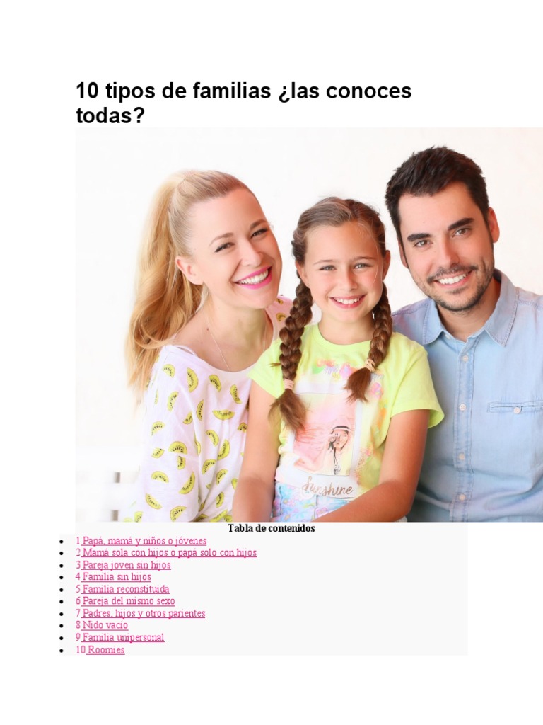 10 Tipos de Familias | PDF | Familia | Instituciones sociales