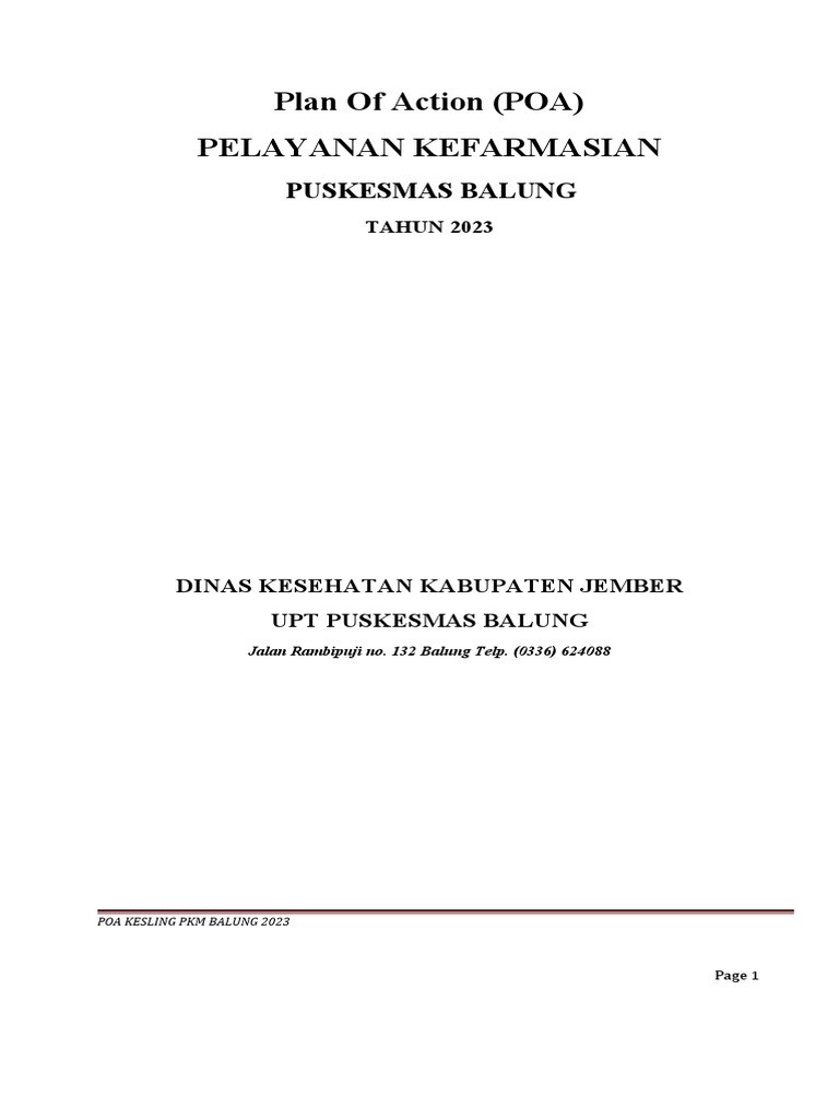 POA Kesehatan Lingkungan Puskesmas Balung | PDF | Kesehatan Holistik