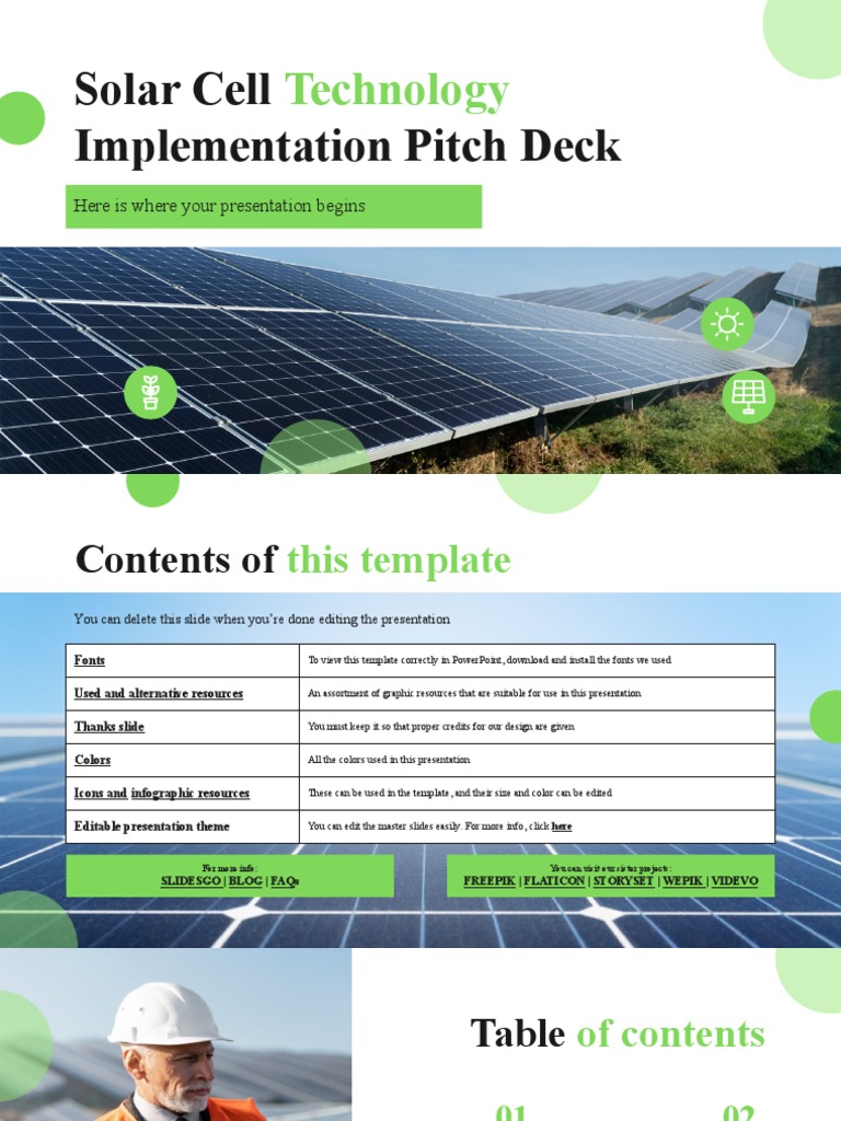 Solar Cell Technology Implementation Pitch Deck by Slidesgo | PDF ...