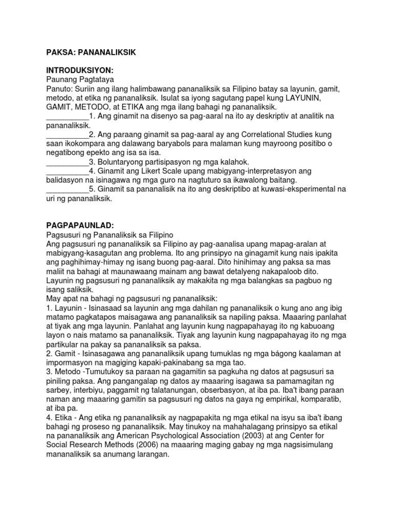 Aralin 1 Pananaliksik Layunin Gamit Metodo at Etika | PDF