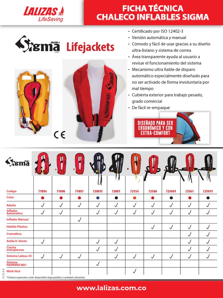 Ficha Tecnica Chaleco Inflables Sigma | Descargar gratis PDF | Informática