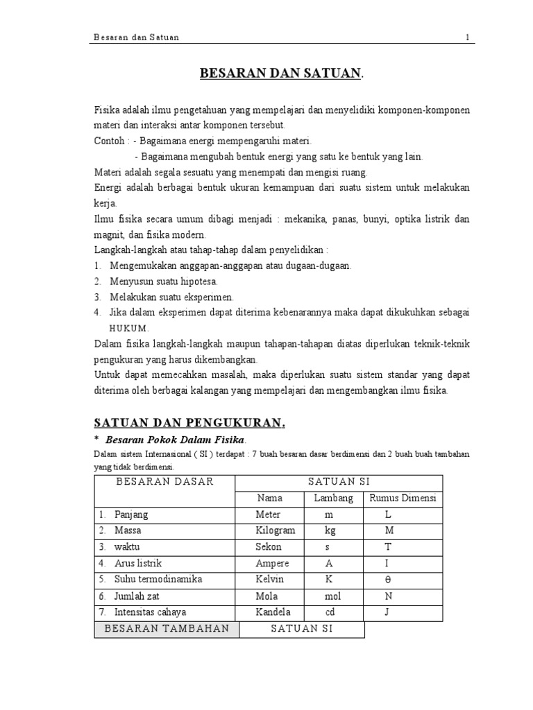 Besaran dan Satuan dalam Fisika | PDF