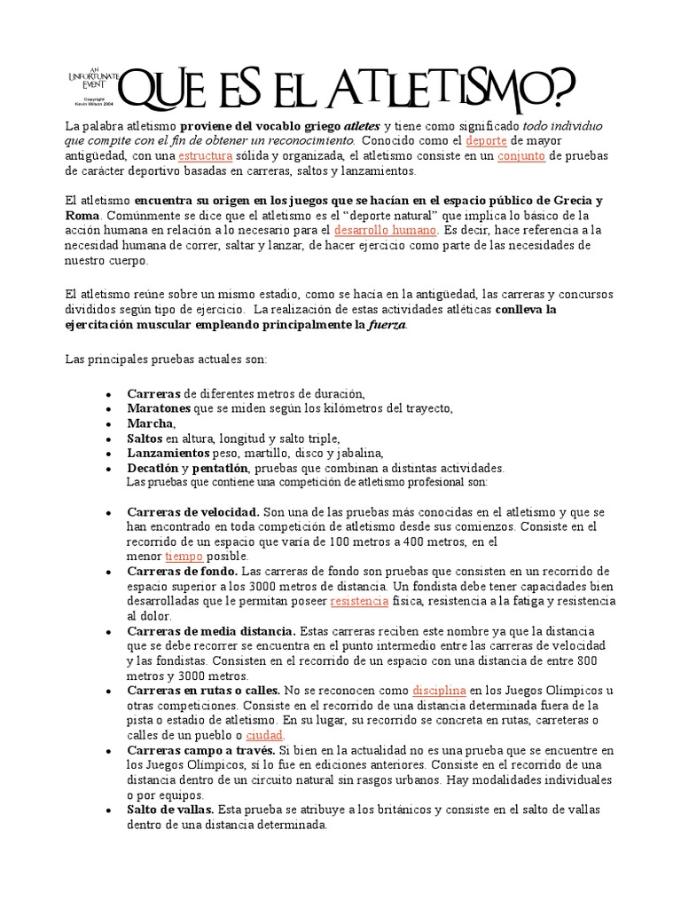 La Palabra Atletismo | PDF | Deporte del atletismo | Deportes