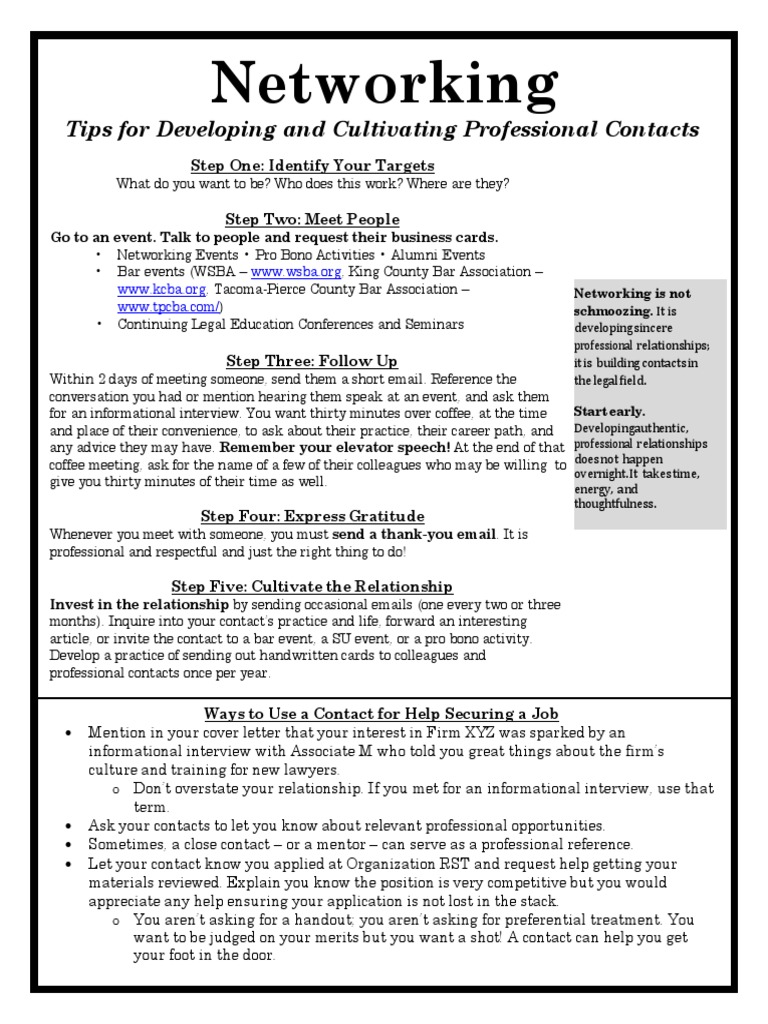 Networking Handout Pdf