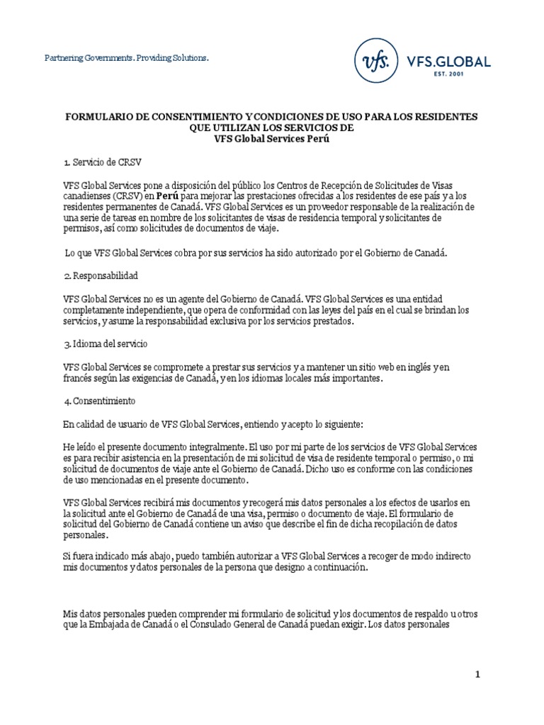 vfs_consent_form2022 | PDF | Canadá | Visa de viaje