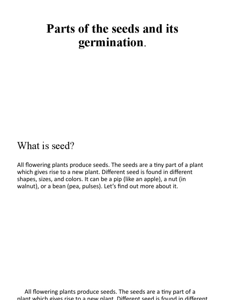 Parts of The Seeds and Its Germination | Download Free PDF | Seed ...