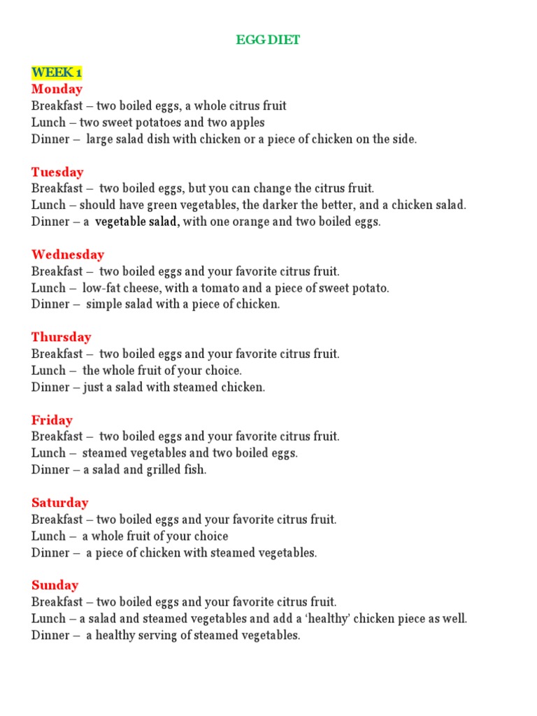 2 Week EGG Food Plan | PDF | Lunch | Salad