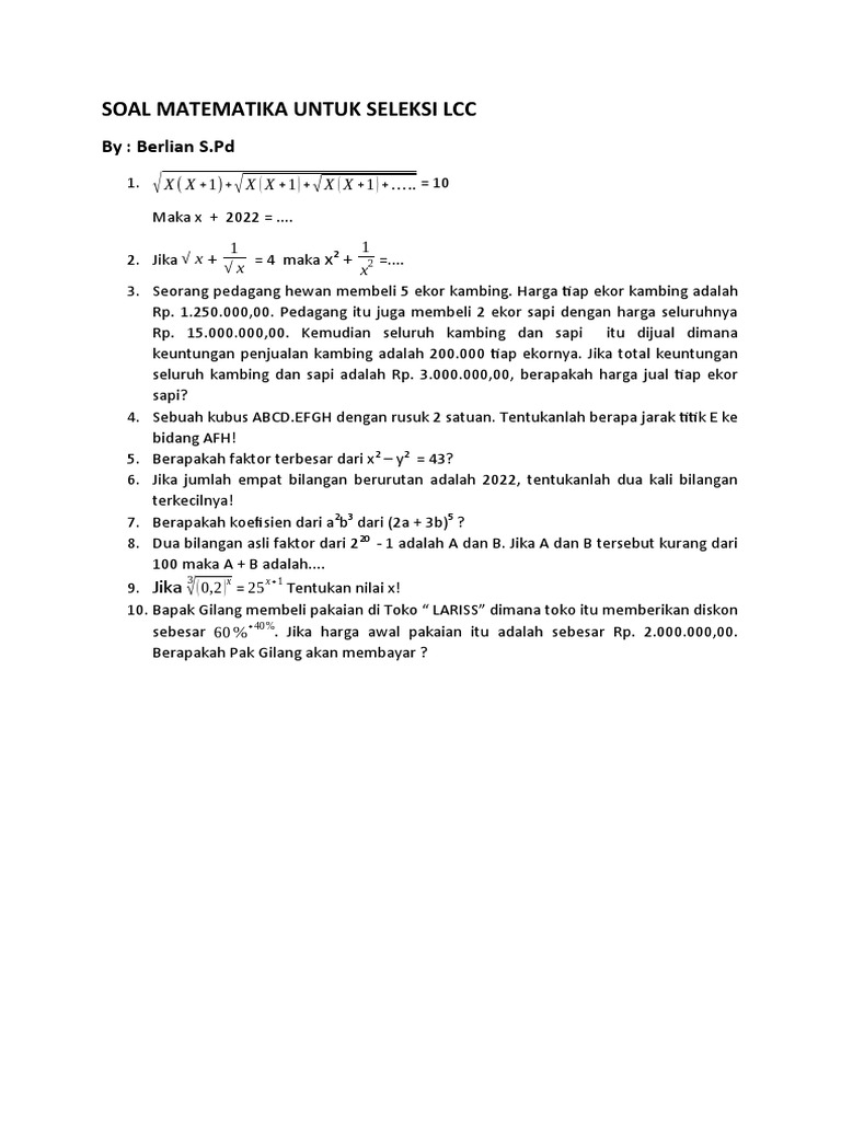 Seleksi LCC MM | PDF