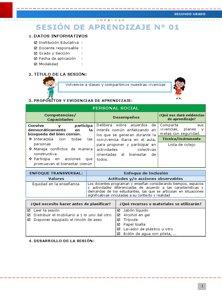 Sesiones de Aprendizaje - Experiencia de Aprendizaje I - Editora Quipus Perú | PDF | Aprendizaje ...