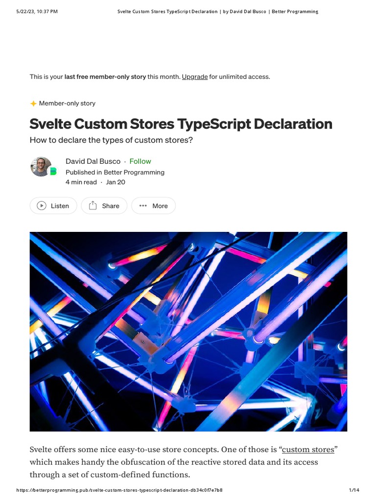 Svelte Custom Stores TypeScript Declaration - by David Dal Busco - Better Programming | PDF ...