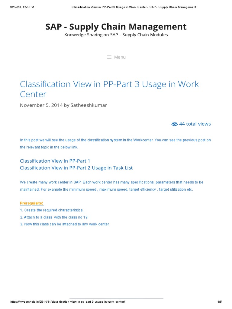 Work Center Classification in SAP PP | PDF | Business