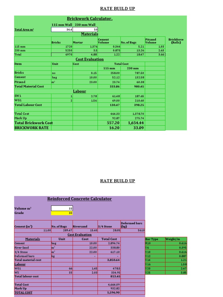 Material Calculator (Building) | Download Free PDF | Masonry | Real Estate