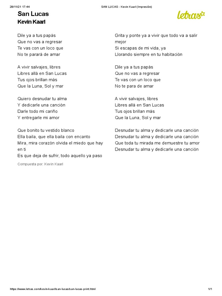 SAN LUCAS - Kevin Kaarl (Impresión) | PDF