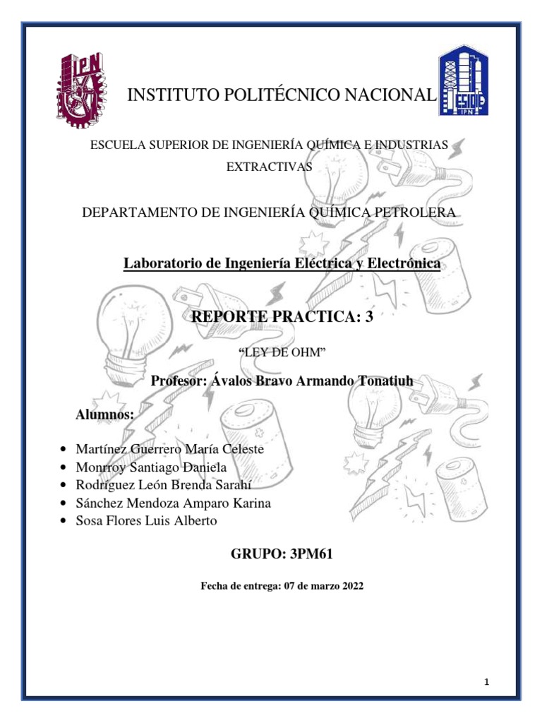 Práctica 3 Ley De Ohm 3pm61 Pdf Corriente Eléctrica Diodo 6141