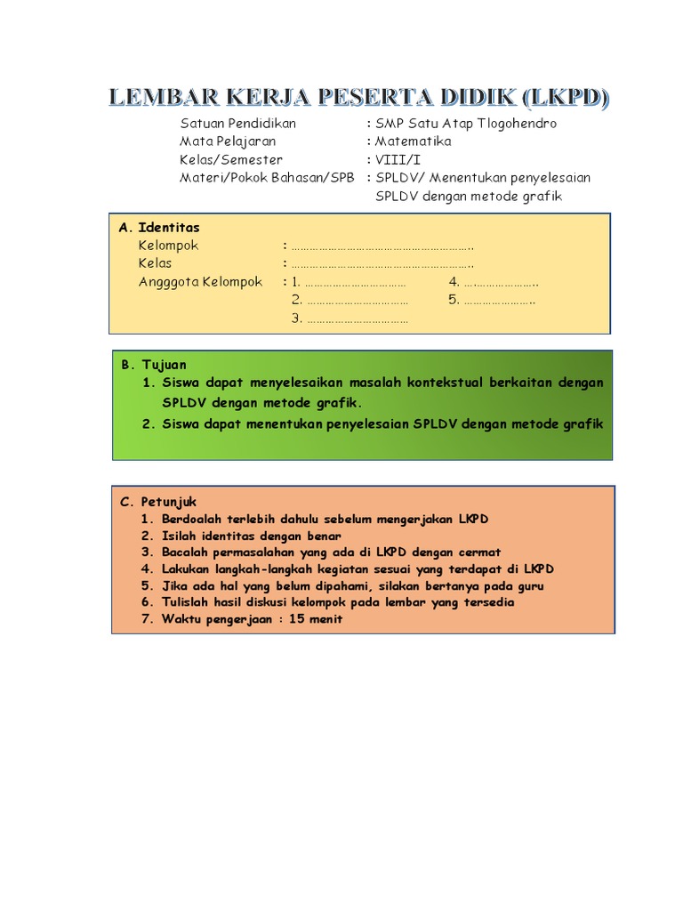 LKPD - VIII SPLDV Grafik | PDF