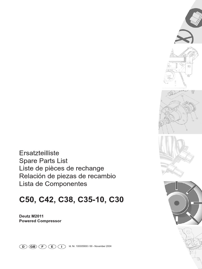 COMPAIR C50 Portable Air Compressor 180CFM Spare Parts Breakdown | PDF